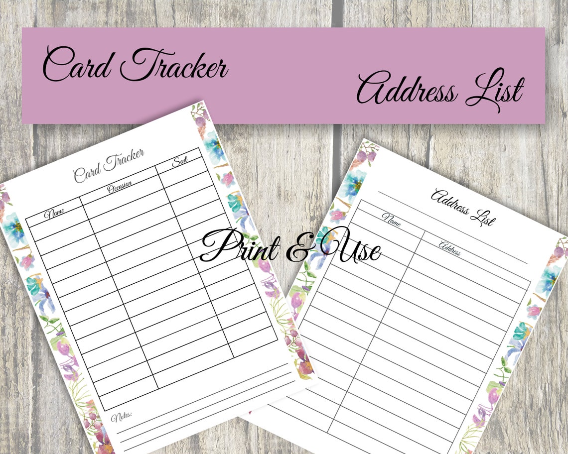 Card Tracker Address List Printable - Etsy