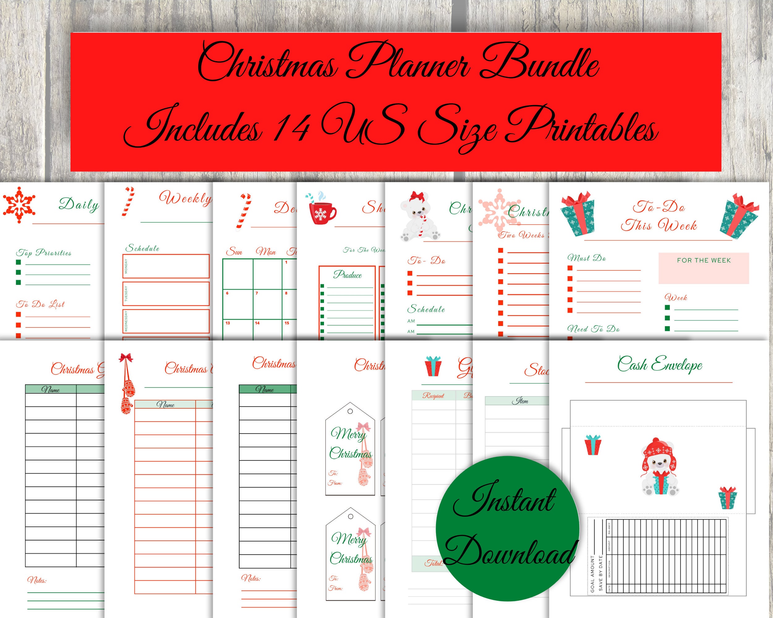 Christmas Planner Printable Bundle. Now Also Sized to Fit in - Etsy