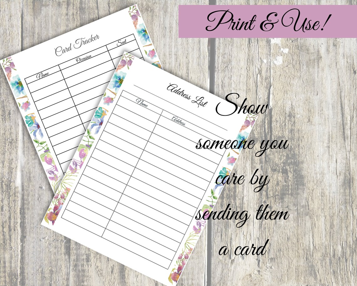 Card Tracker Address List Printable - Etsy