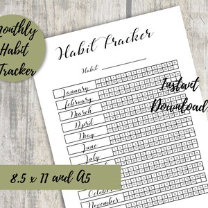 Printable Habit Tracker, Instant Download Letter Size and A5 - Etsy