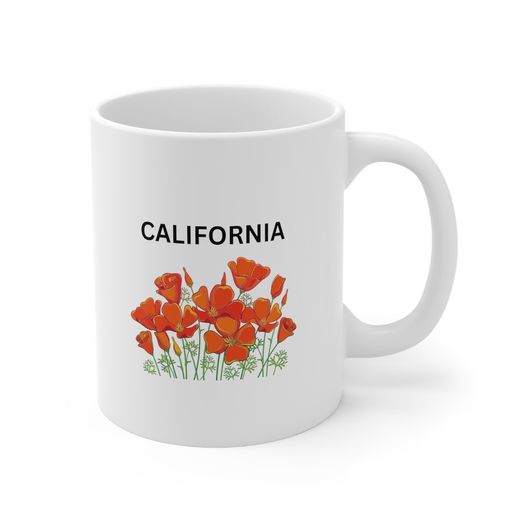 California Poppy Coffee Mug: Golden State Floral Souvenir - Etsy