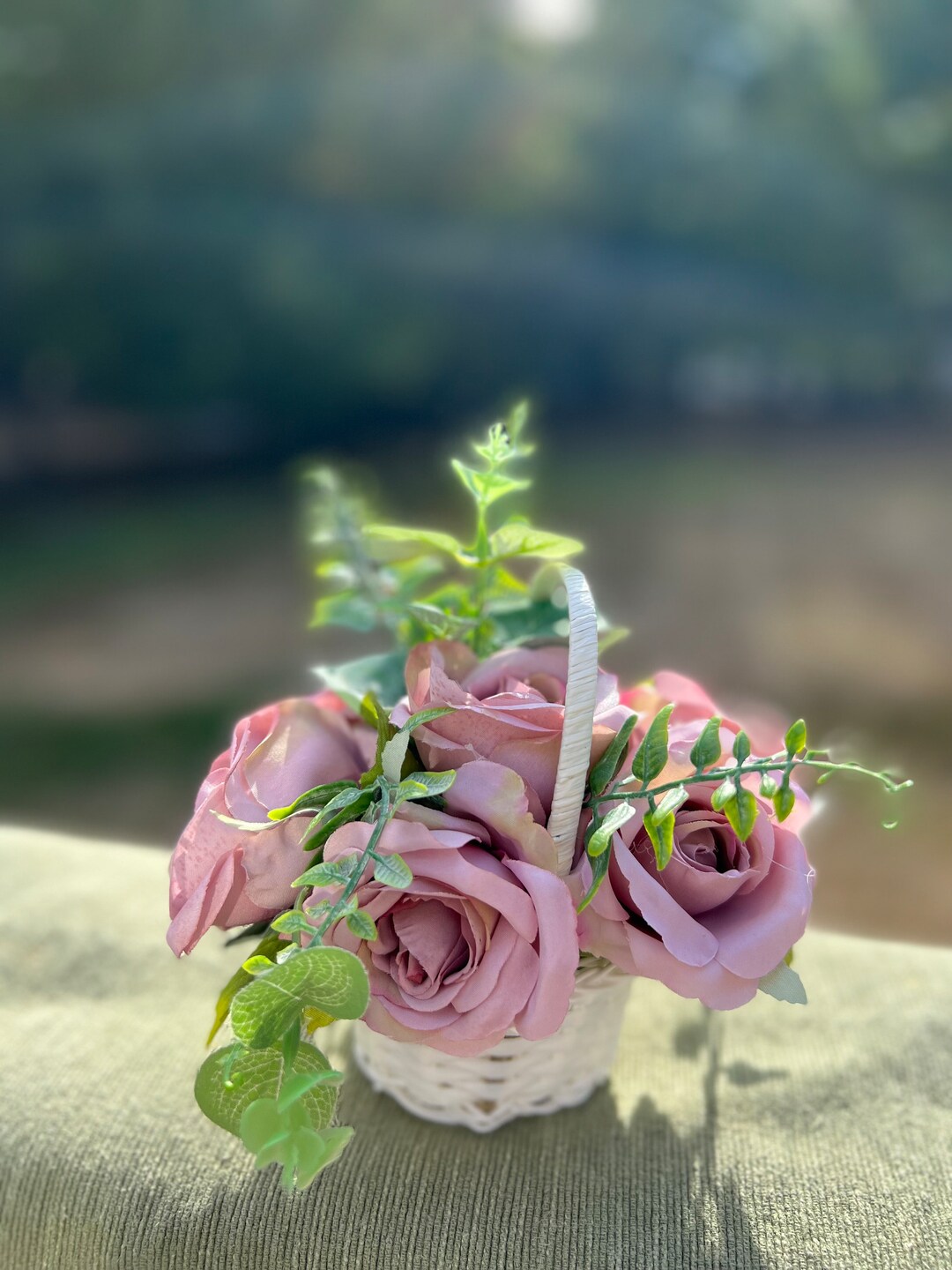 Mini Flower Basket Centerpiece, Artificial Flower Centerpiece, Home ...