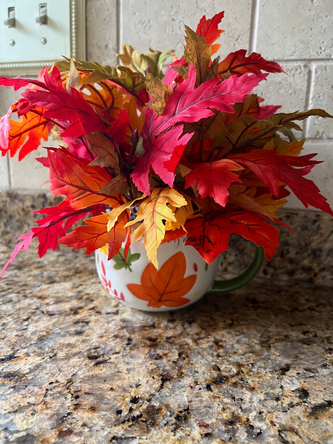 Leaves Centerpiece, Fall Decor, Artificial Leaves, Mug Arrangement - Etsy