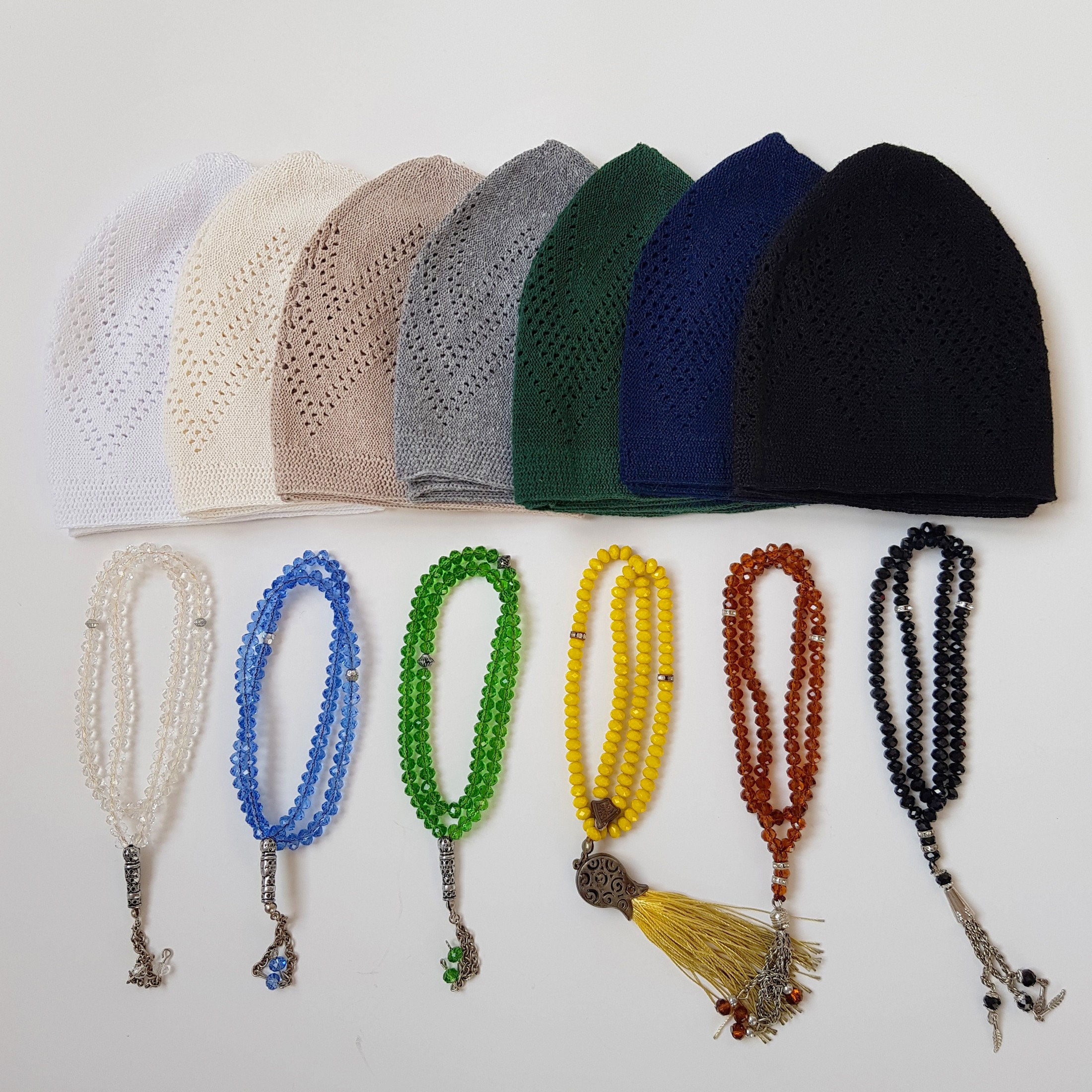 Kufi Hat Islamic Prayer Hat Muslim Men Skull Cap Kufi Tasbeeh Gift Set ...