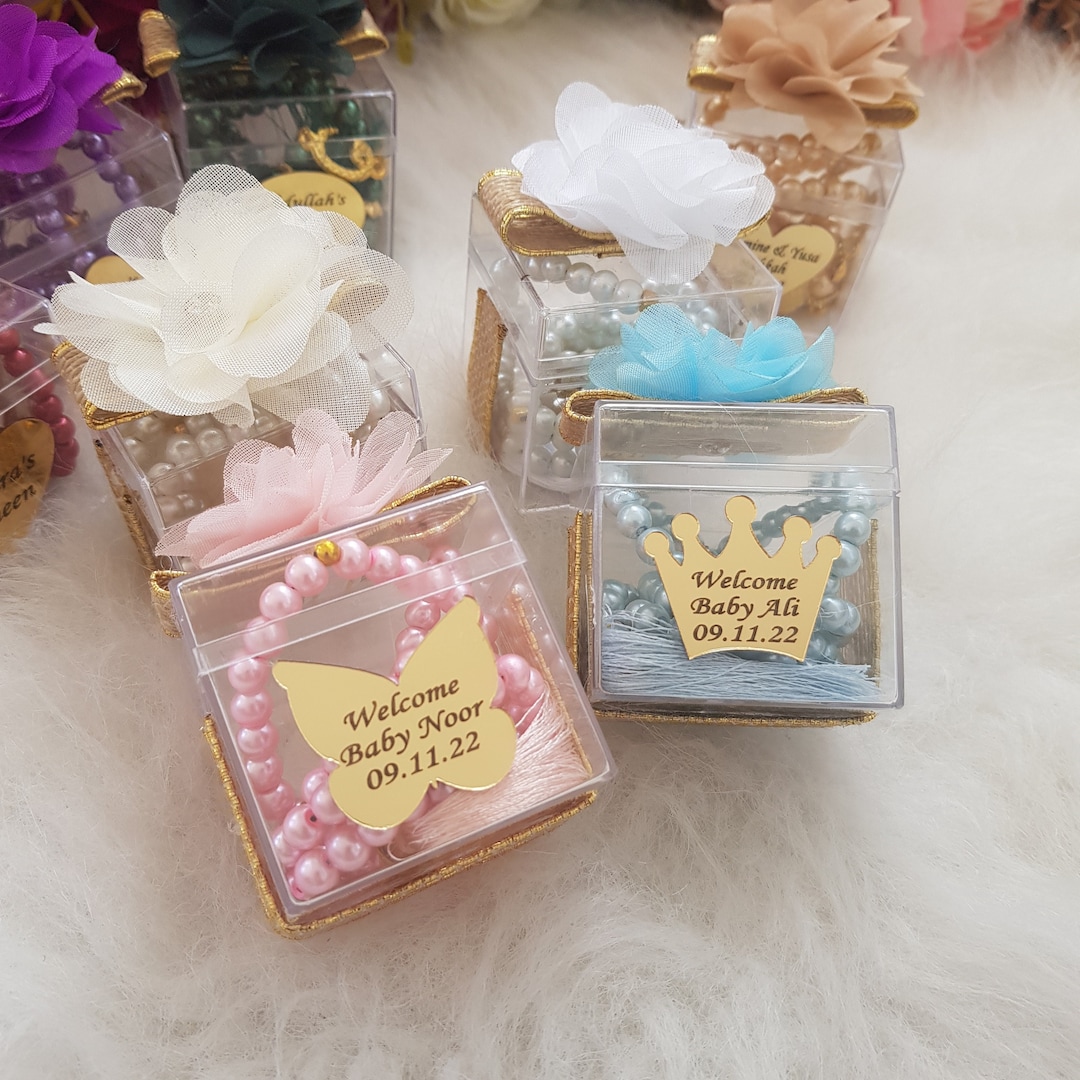 Personalized Tasbeeh Favor Box | Muslim Baby Shower, Wedding Masbaha - Etsy