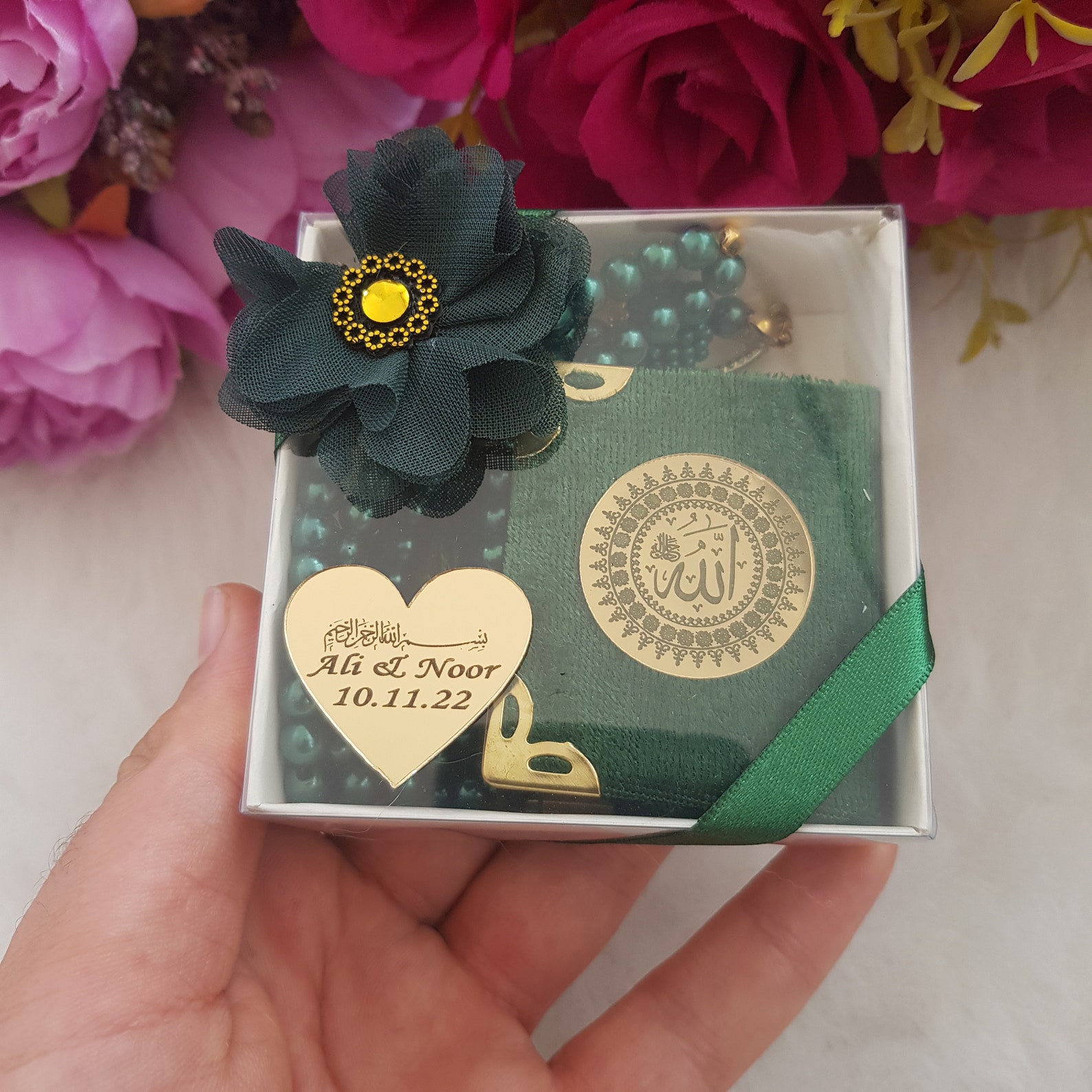 Custom Mini Quran Favor Set, Pearl Tasbeeh, Islamic Wedding Gift - Etsy