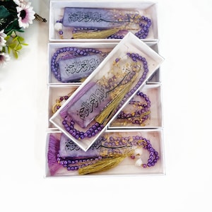Epoxy Bookmark Tasbeeh Gift Set, Custom Box, Muslim Iftar Party Favor ...
