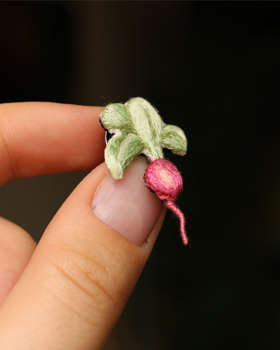 Hand-embroidered Radish Brooch From the New Mini Vegetable Collection ...