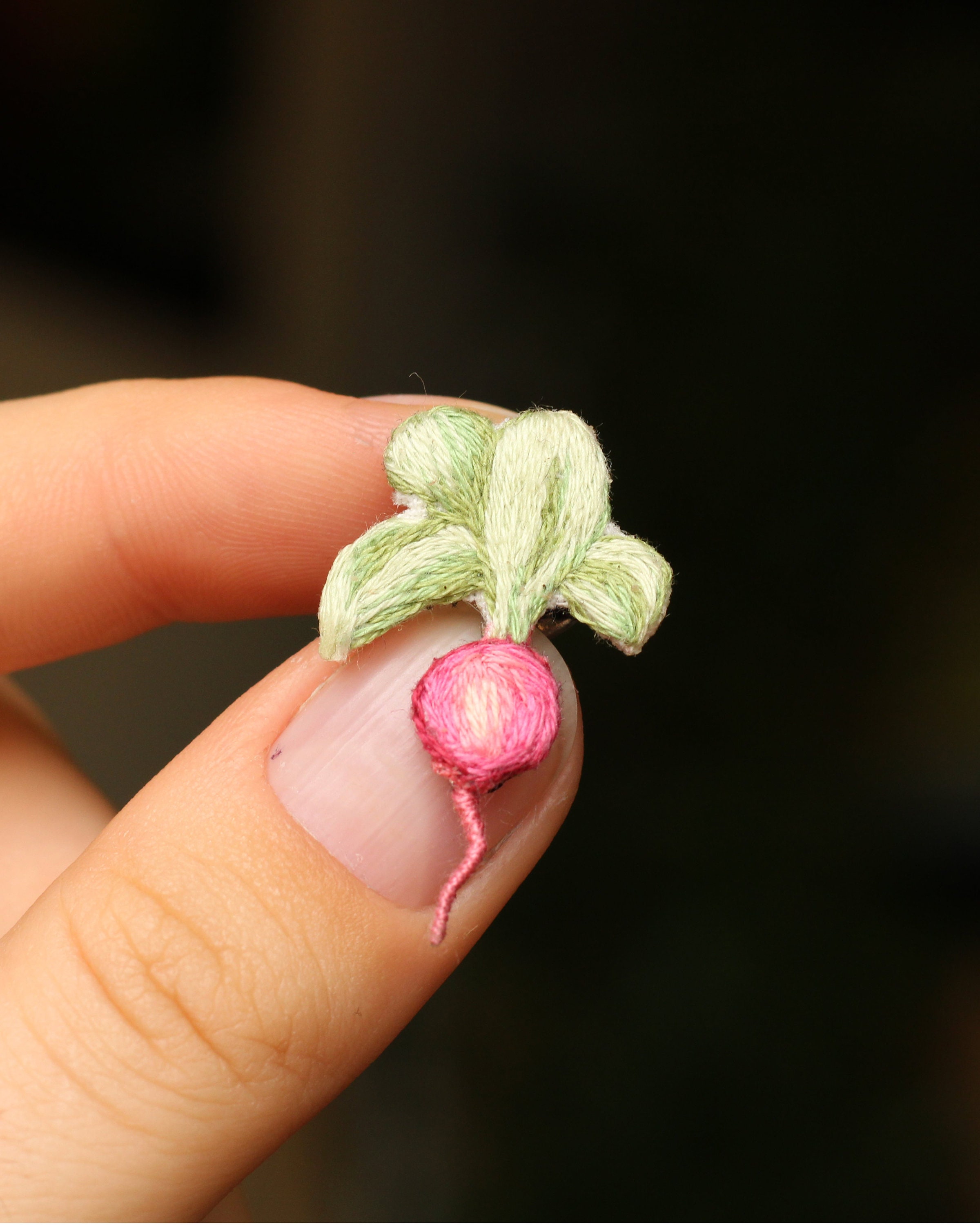 Hand-embroidered Radish Brooch From the New Mini Vegetable Collection ...