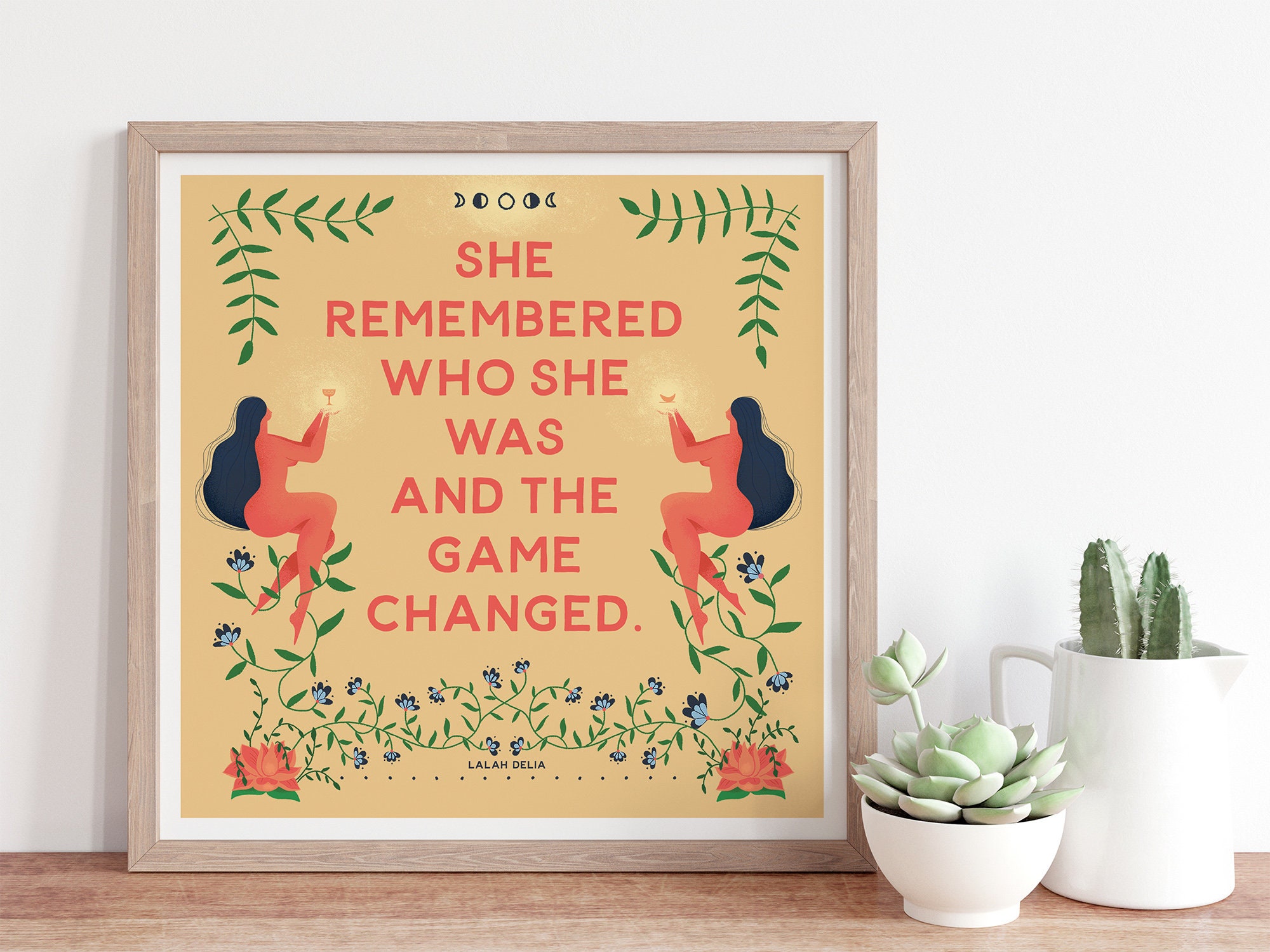 Lalah Delia Square Quote Print: Feminine & Empowering Illustration ...
