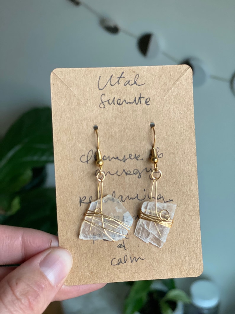 Utah Selenite Crystal Earrings - Etsy