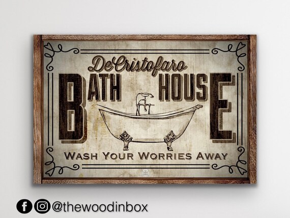 Personalized Bath House Sign gold Bathroom Wall Decor - Etsy