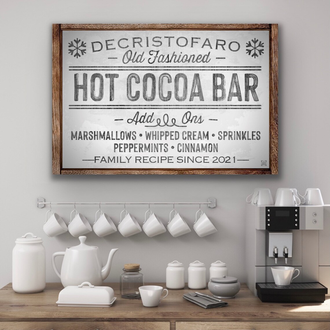 Custom Hot Cocoa Bar Sign white Christmas & Winter Wall - Etsy