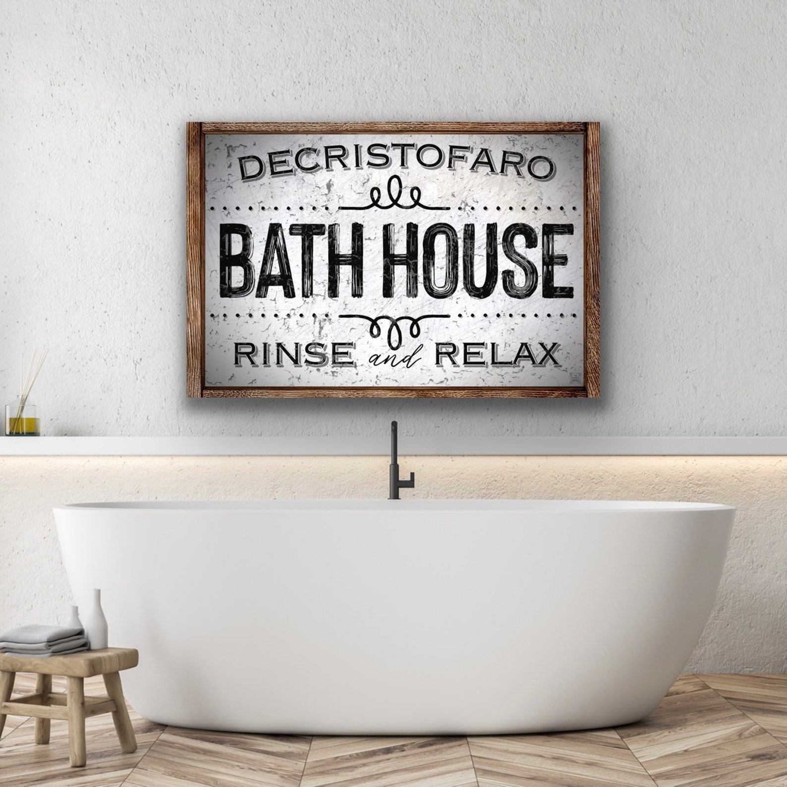 Custom Bath House Sign white Bathroom Wall Decor | Etsy