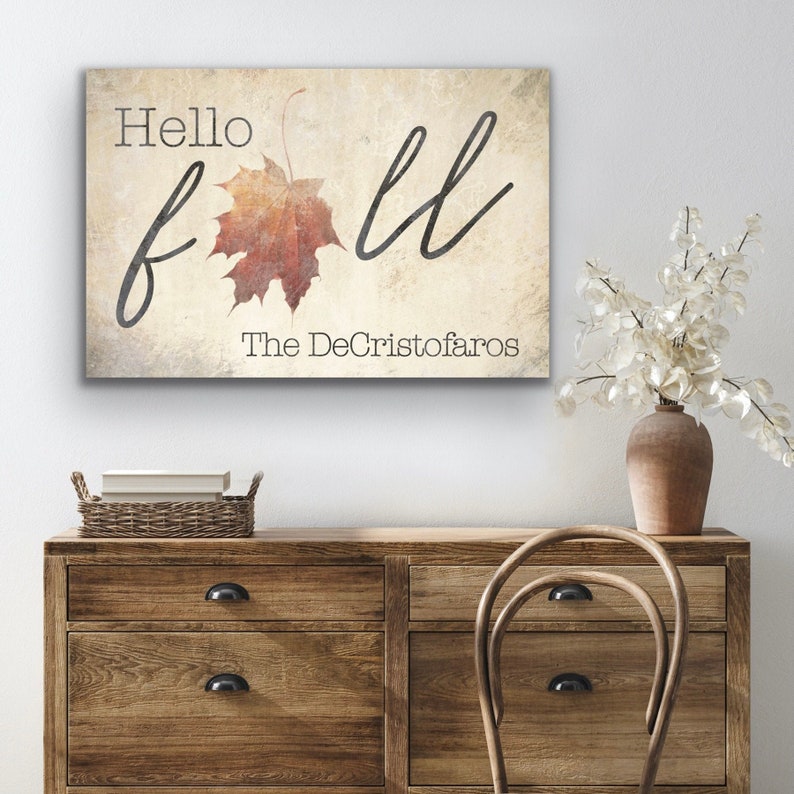 Personalized Hello Fall Sign Autumn Wall Decor Modern - Etsy