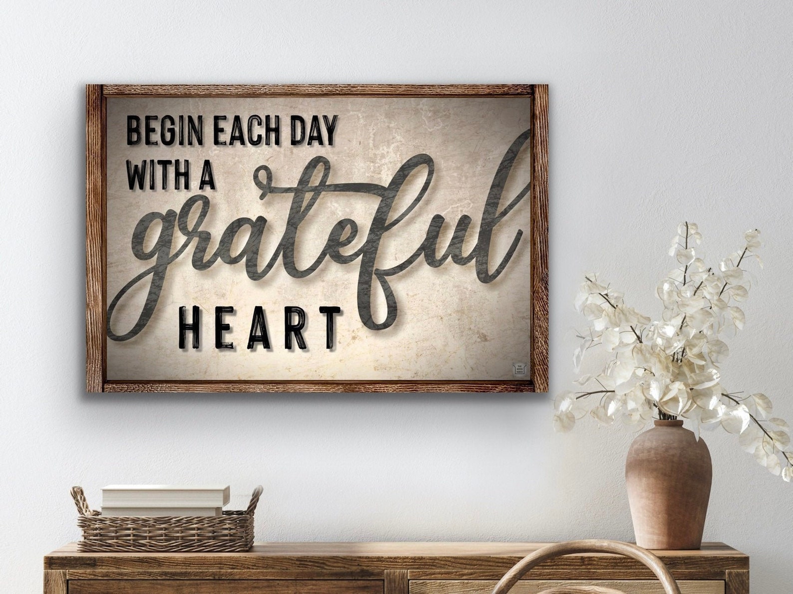 Begin Each Day With a Grateful Heart Sign cream - Etsy