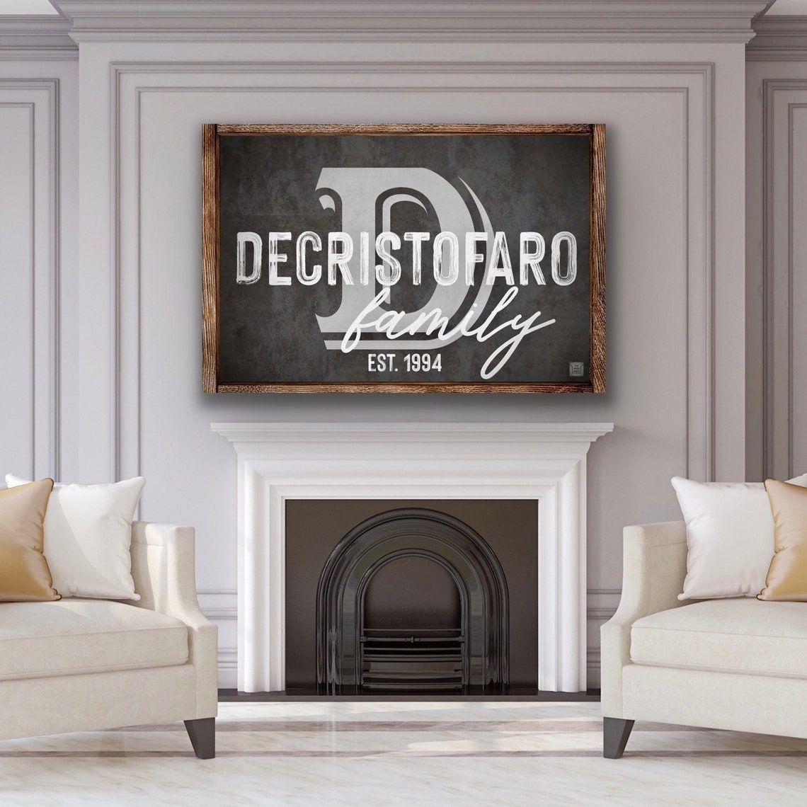 Custom Last Name Sign black Family Monogram Sign Last | Etsy