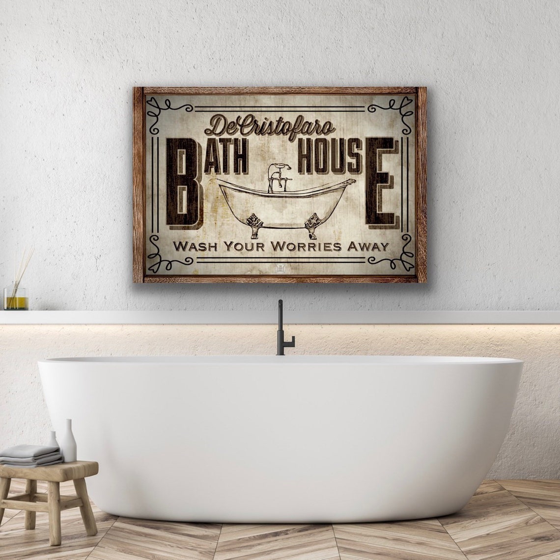 Personalized Bath House Sign gold Bathroom Wall Decor - Etsy