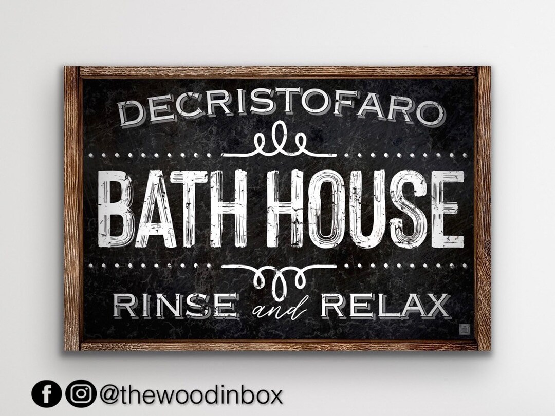 Custom Bath House Sign black Bathroom Wall Decor Farmhouse, Rustic ...