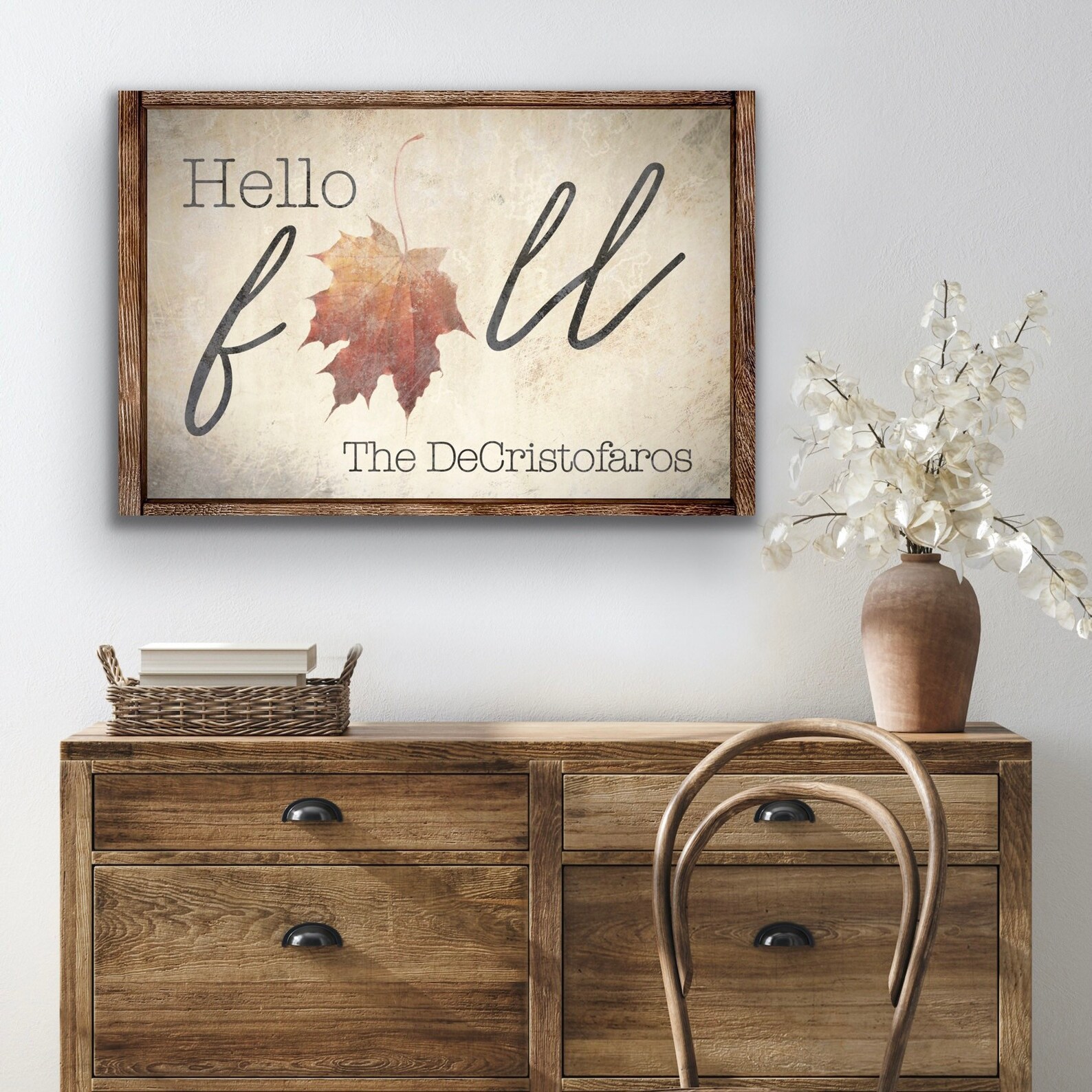 Personalized Hello Fall Sign Autumn Wall Decor Modern - Etsy