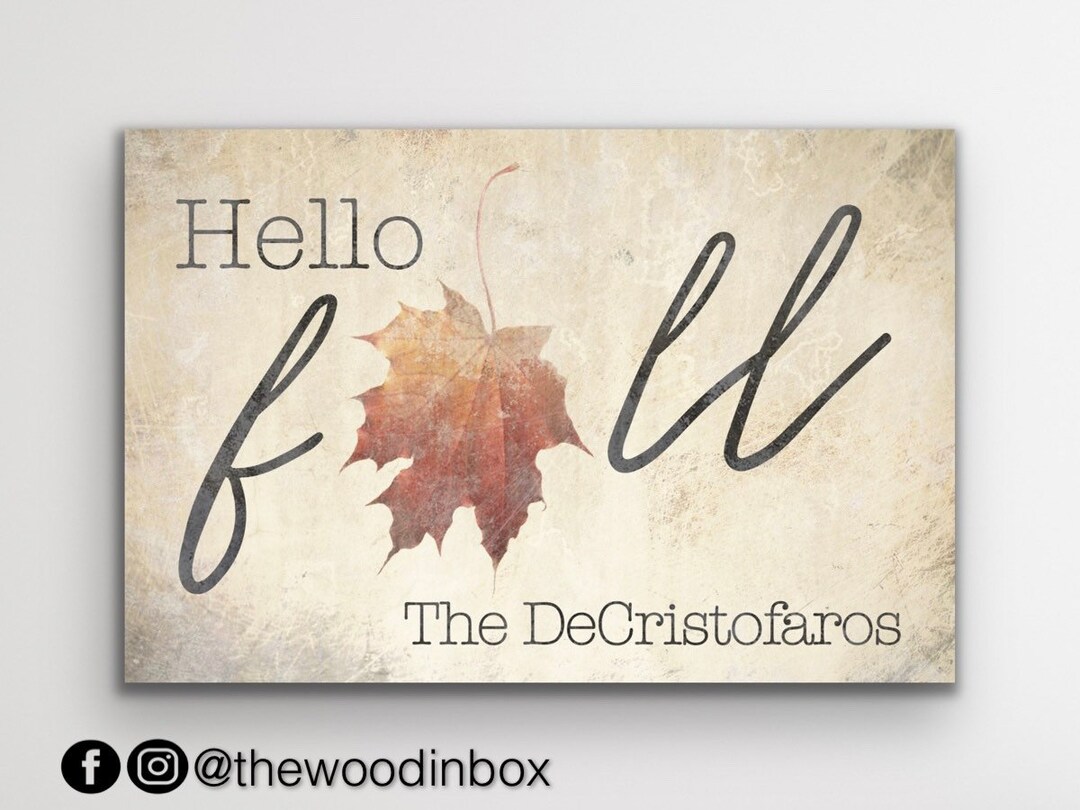 Personalized Hello Fall Sign Autumn Wall Decor Modern Farmhouse, Rustic ...