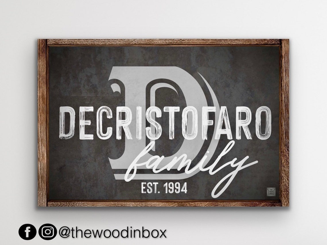 Custom Last Name Sign black Family Monogram Sign Last | Etsy