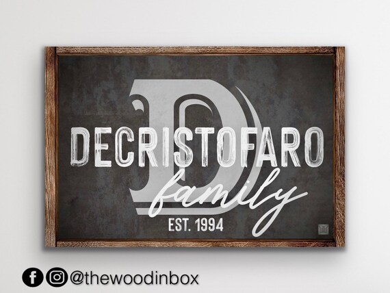 Custom Last Name Sign black Family Monogram Sign Last | Etsy