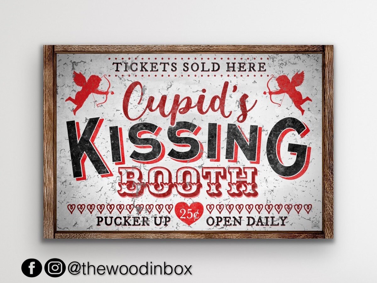 Cupid's Kissing Booth Sign white Valentine's Day | Etsy