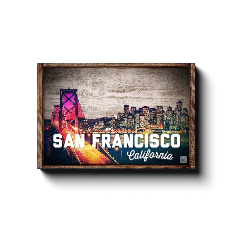San Francisco Skyline Wall Art Extra Large Canvas Rustic - Etsy