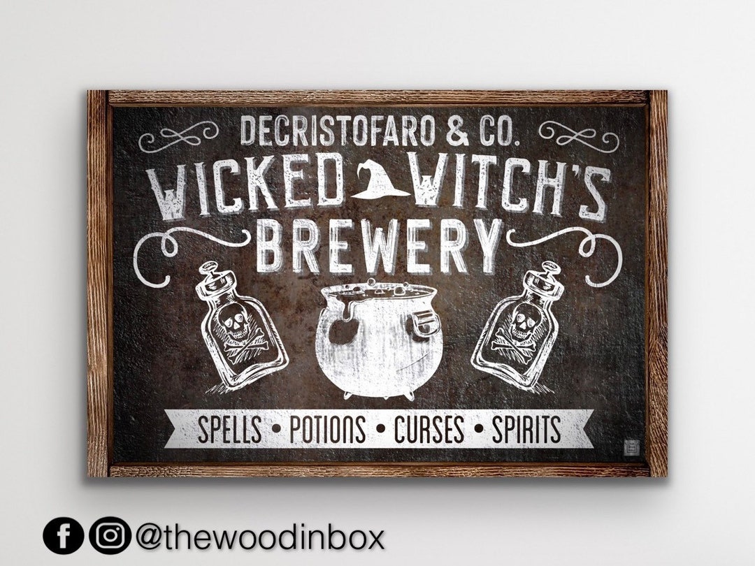 Custom Halloween Witch Sign Witches Brew Halloween Coffee Bar Decor ...