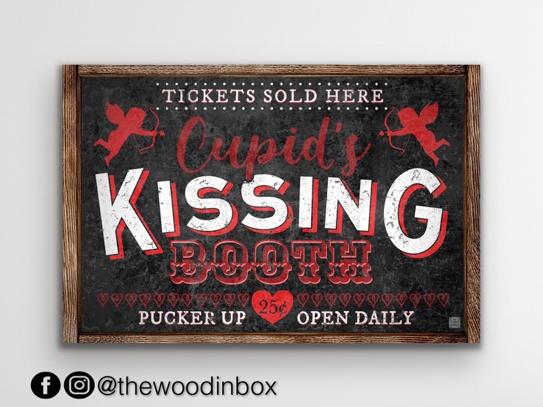 Cupid's Kissing Booth Sign black Valentine's Day Decor Modern Farmhouse ...