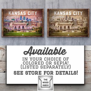Sepia Kansas City Skyline Wall Art Modern Farmhouse, Rustic, Vintage ...
