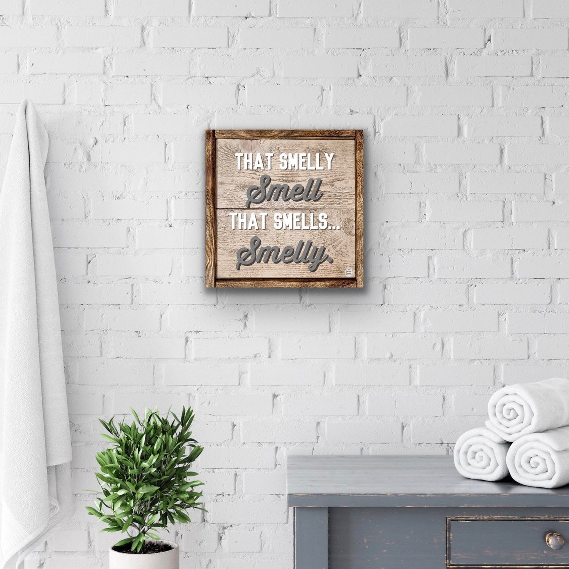 That Smelly Smell Sign Funny Bathroom Canvas Decor | Etsy