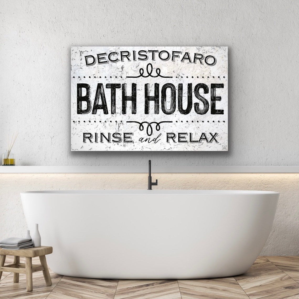 Custom Bath House Sign white Bathroom Wall Decor | Etsy