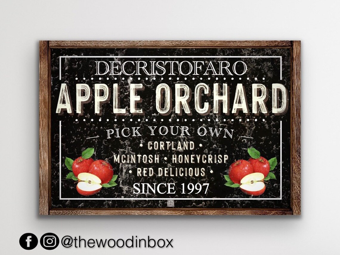 Personalized Apple Orchard Sign black Fall Wall Decor - Etsy
