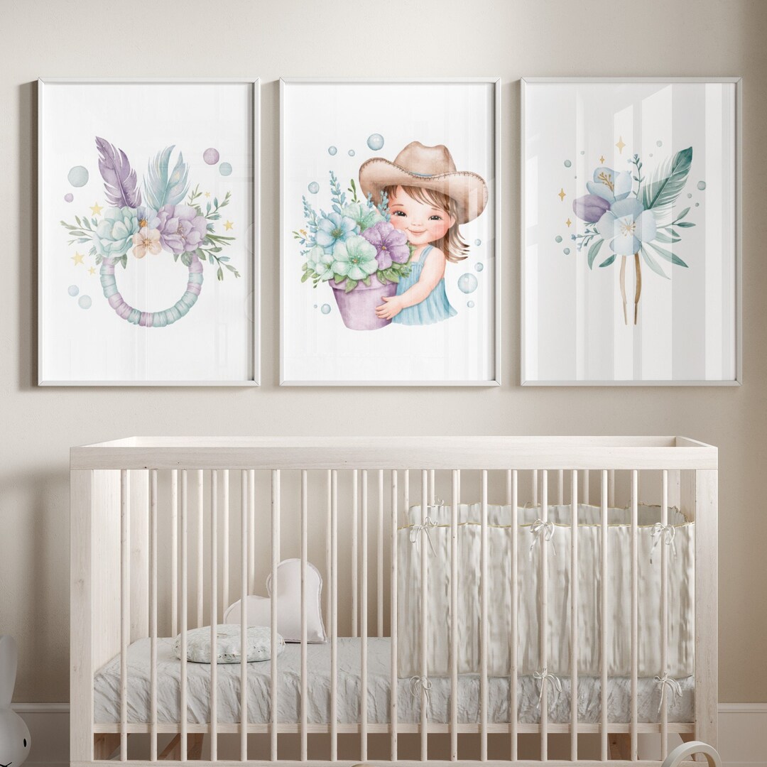 Set of 5 Watercolour Animal Posters for Baby Girls. Cute Charming ...