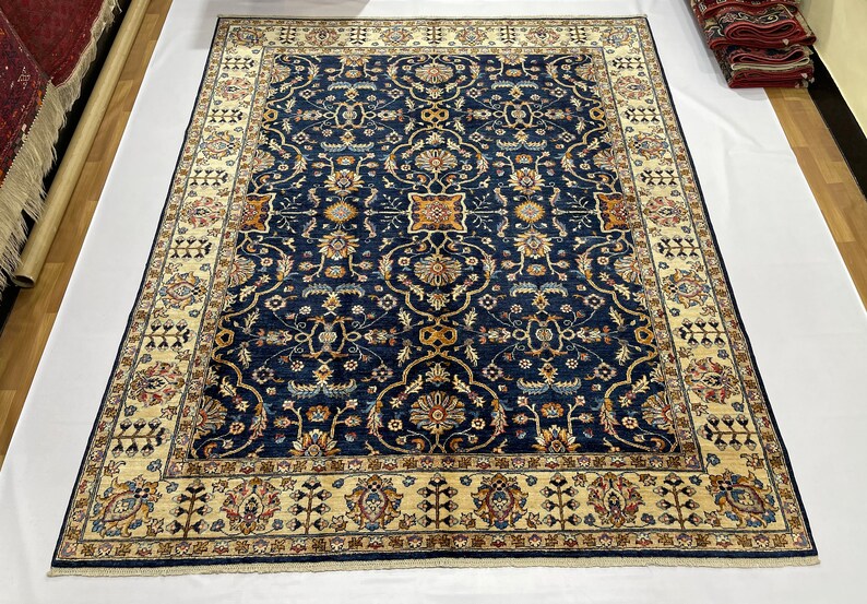8x9.9 Ft Navy Blue Ziegler Chobi Area Rug Turkmen Authentic - Etsy