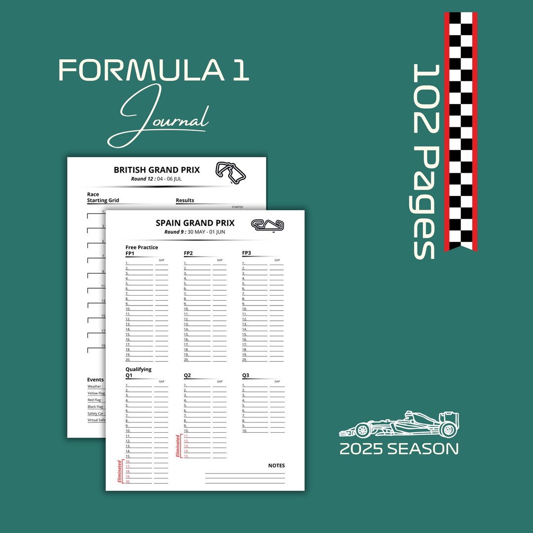 F1 Notebook Digital PDF 2025 Season Results and Statistics Log - Etsy UK