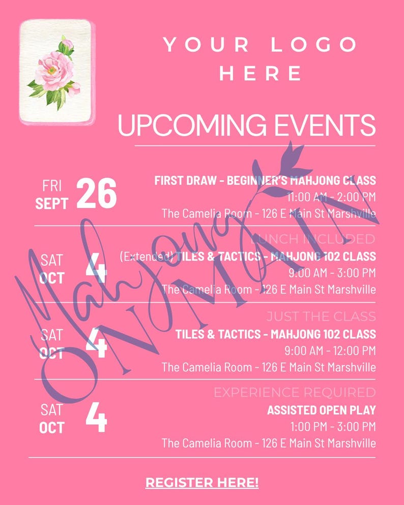 Mahjong Events Template: Editable Flyer Design (digital Download) - Etsy