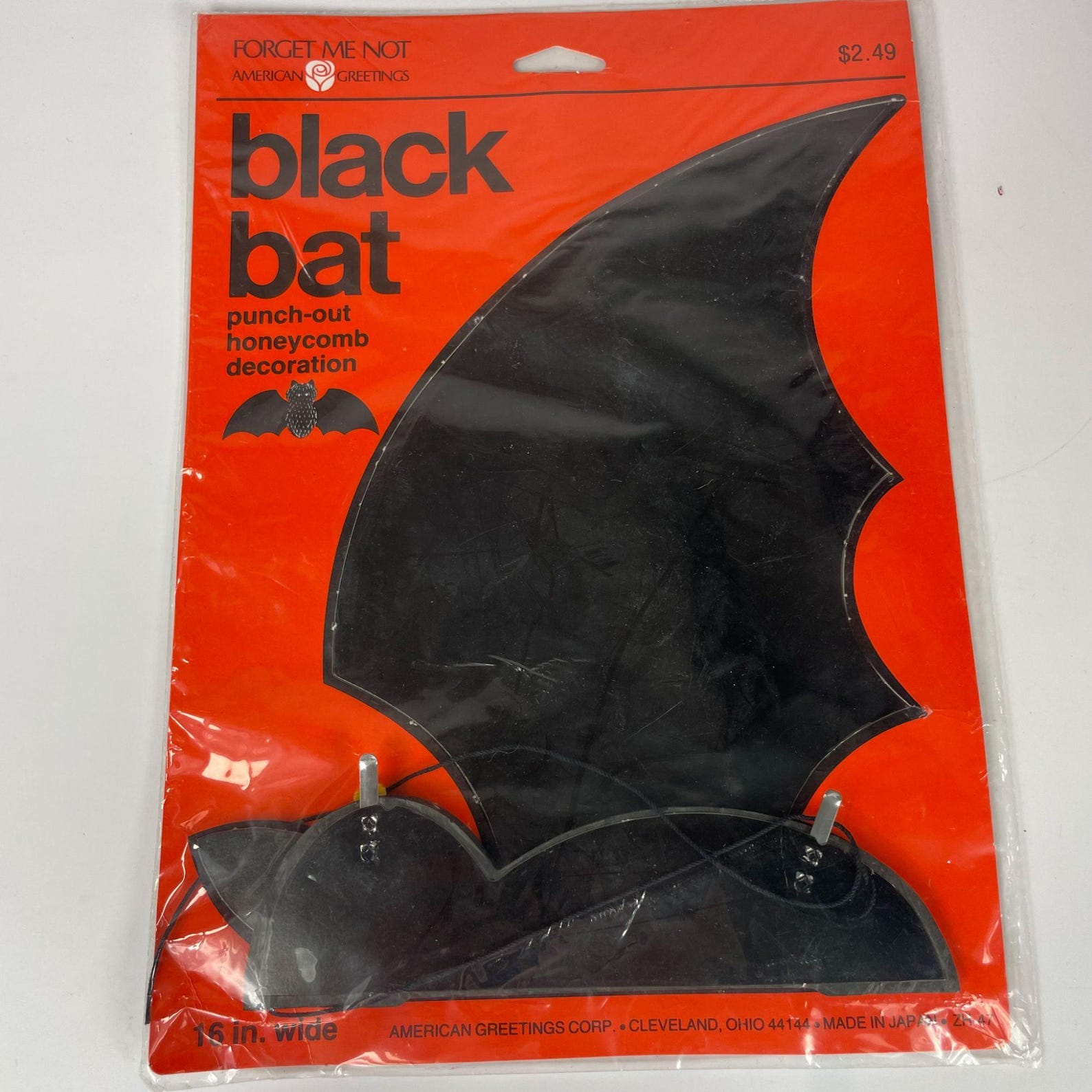 American Greetings Black Bat Punch Out Honeycomb Decoration NOS - Etsy