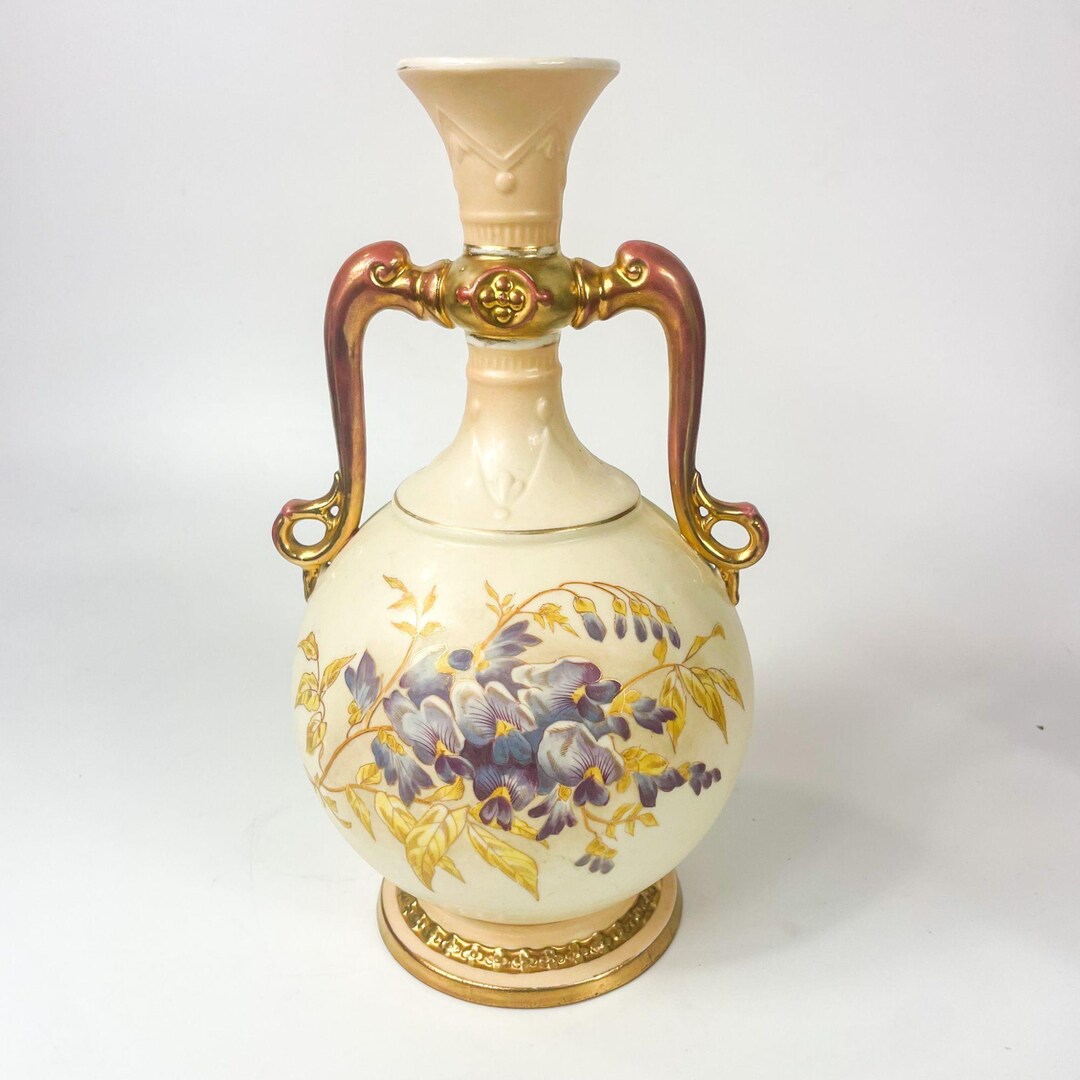 Robert Hanke Austria Porcelain Vase Hand Painted Floral Sweet Peas Gold ...