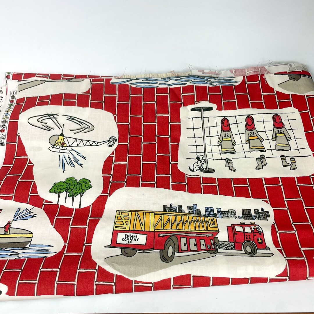 Original Bloomcraft Screen Print Cotton Fabric Firemen Rescue - Etsy
