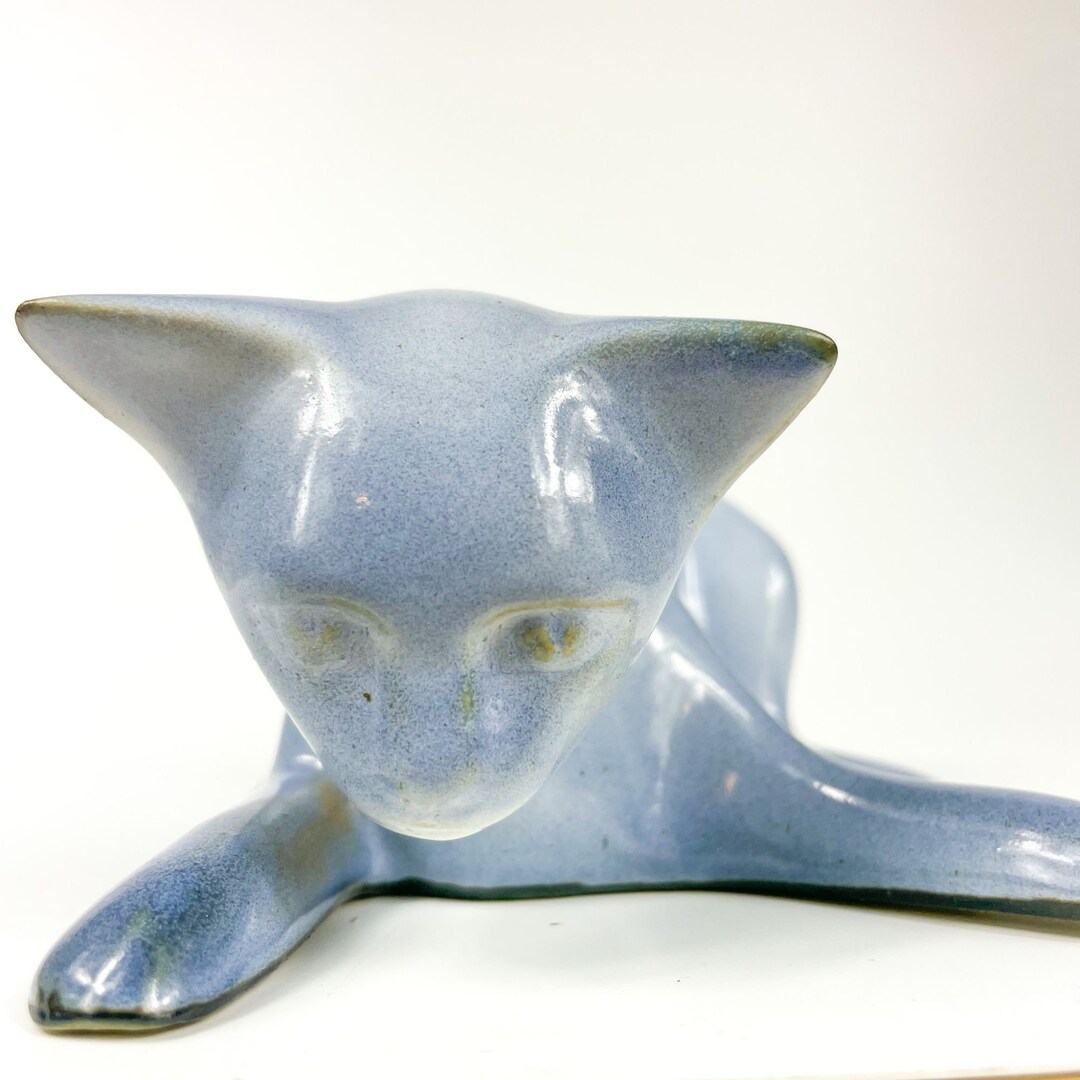 J & G Morten Pottery Blue Cat Figurine - Etsy