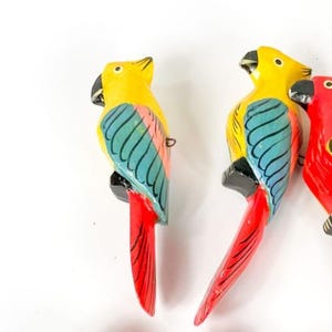 Colorful Hand-painted Wooden Parrot Christmas Ornaments Folk Art - Etsy