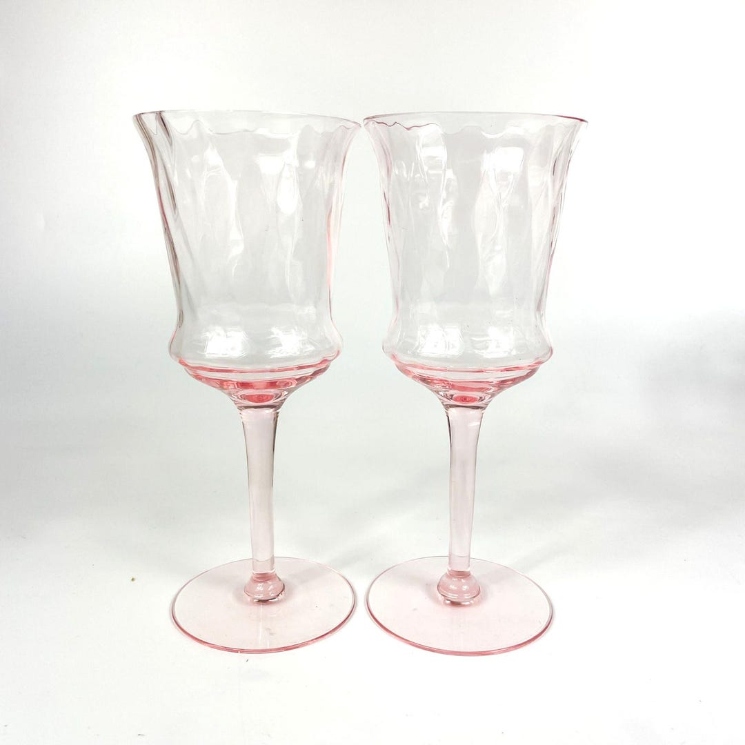Tiffin Franciscan Pink Diamond Optic Water Goblet Glass Set of 2 ...