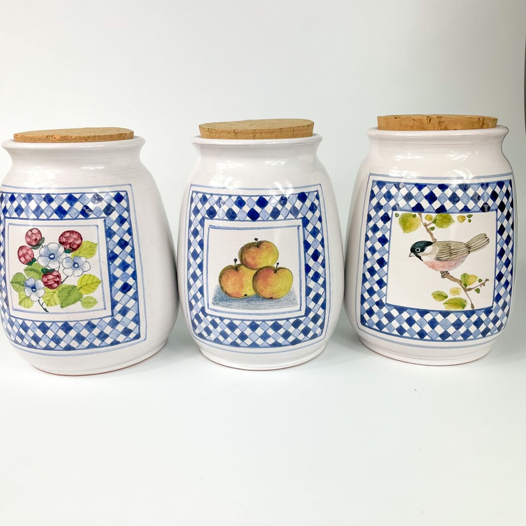 Art Pottery Hand Turned Jars Made in France Cork Lids Signed CAJ - Etsy UK