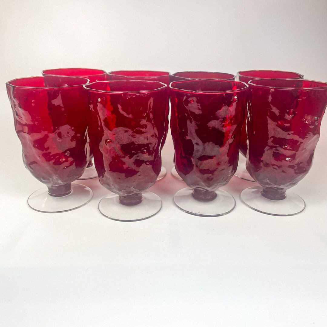 Morgantown Iced Tea Crinkle Ruby Glasses Set of 8 - Etsy