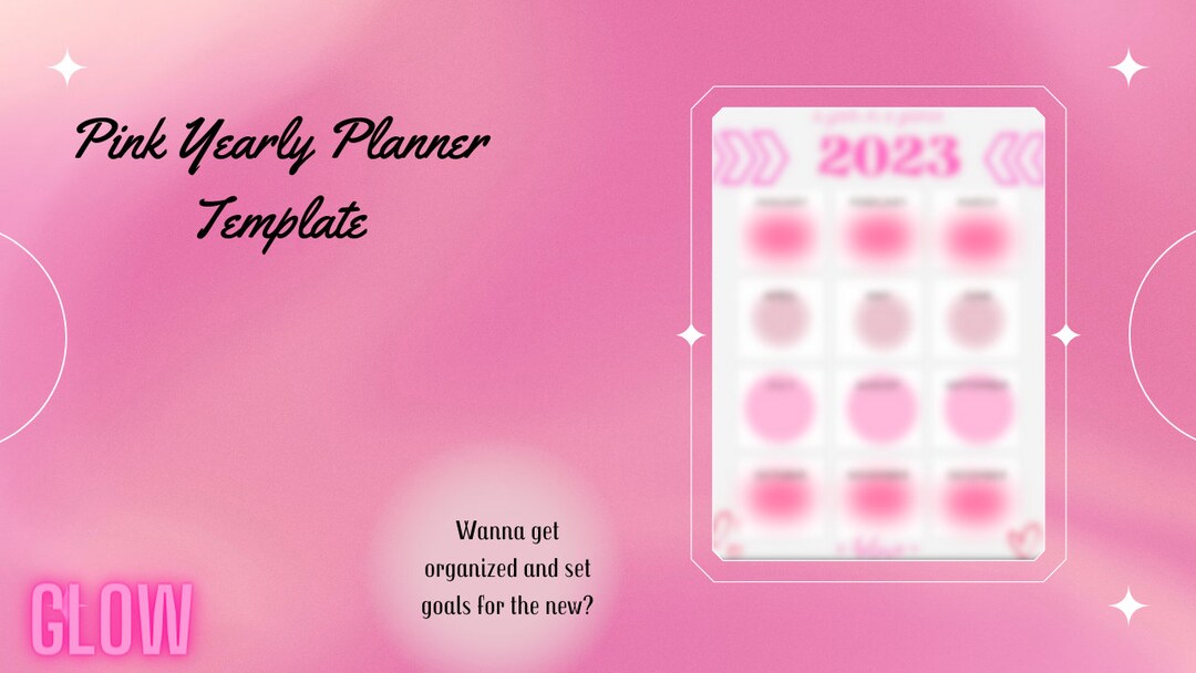 Pink Yearly Planner Template - Etsy