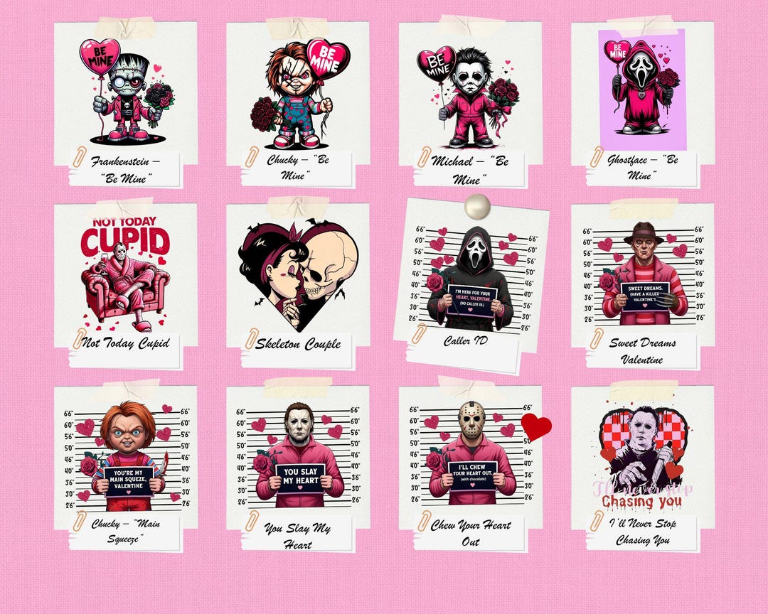 Valentine Horror Stickers – Creepy Loveable Slasher Love Collection (12 ...