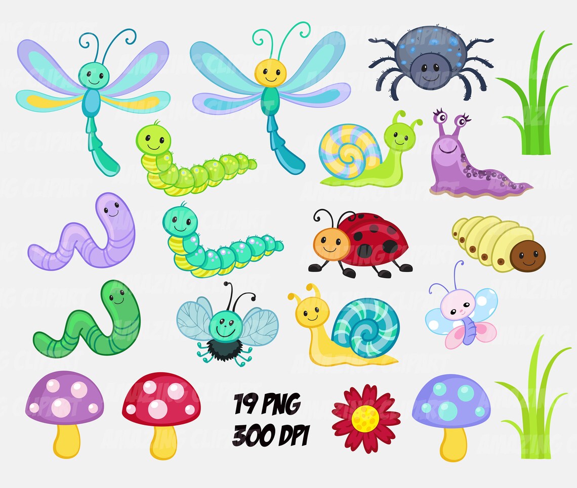 Cute Bugs Clipart Insects Clipart Garden Bugs Clipart - Etsy
